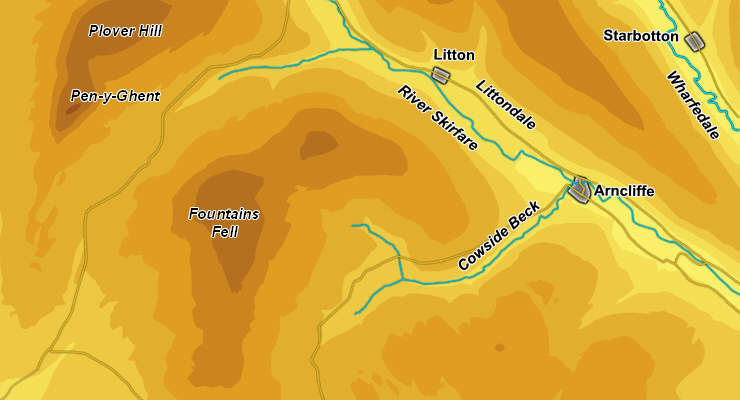 Map for Littondale and Fountains Fell