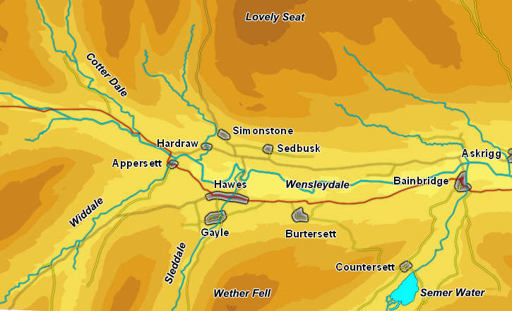Map for Wensleydale - Hawes